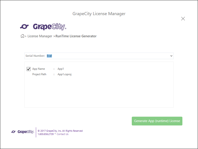 MESCIUS License Manager Add-in | Getting Started with ComponentOne ...